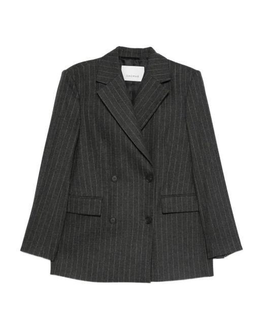 House of Dagmar Pinstripe Double-Breasted Blazer in Black | Lyst UK