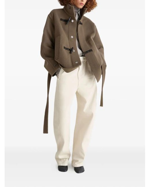 Lemaire Toggle-Fastening Belted Duffle Coat in Brown | Lyst