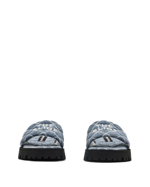Marc Jacobs The Quilted Denim Slides in Blue | Lyst