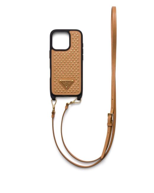 Prada Leather Case For Iphone 16 Pro in White | Lyst