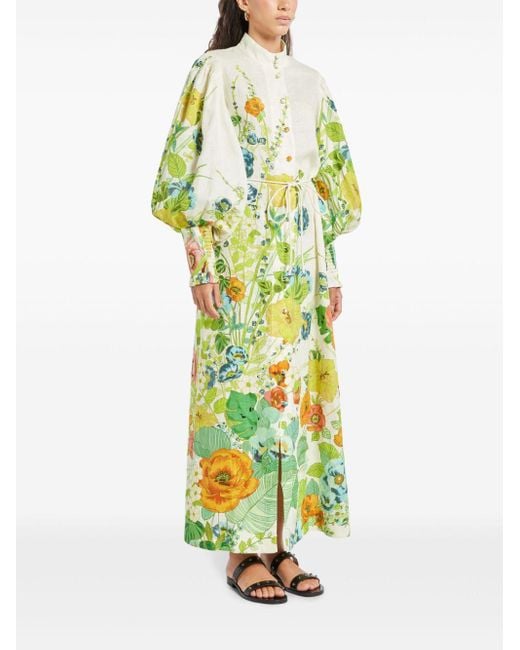 ALÉMAIS Floral-Print Dress in White | Lyst