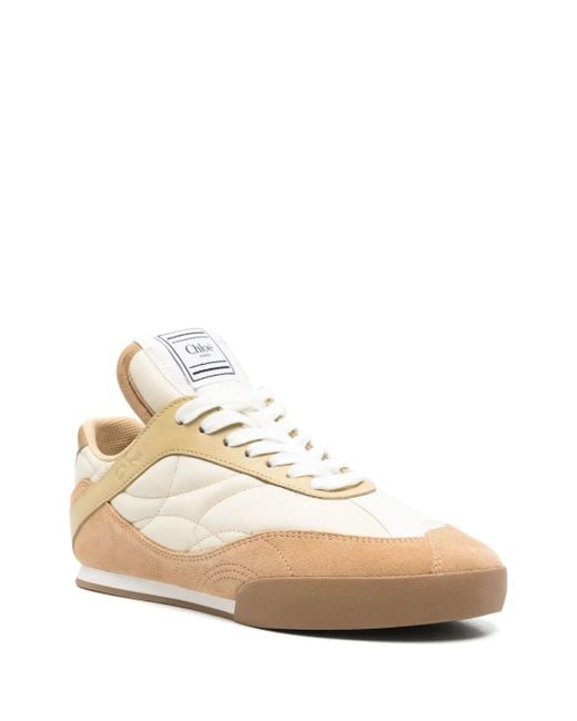 Chloé Quilted-Panel Sneakers in Natural | Lyst