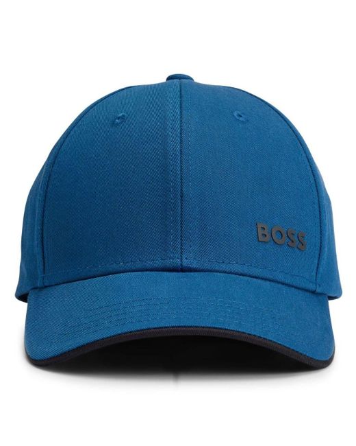 BOSS Logo-print Cotton Cap in Blue for Men | Lyst UK