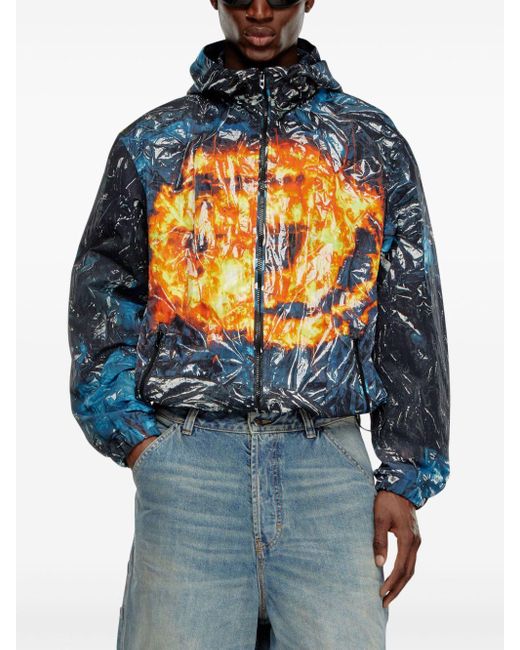 DIESEL J-Warrett-Poster Hooded Jacket in Blue for Men | Lyst
