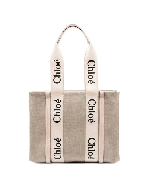 Chloé Medium Woody Tote Bag in Natural | Lyst UK