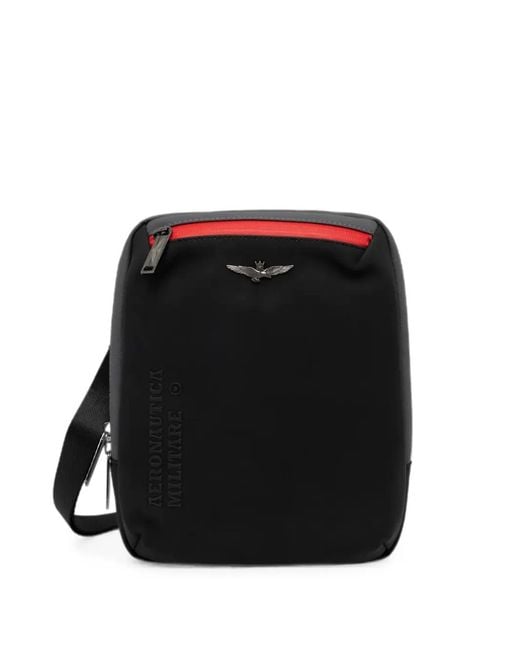 Aeronautica Militare Helix Logo-Detail Messenger Bag in Black for Men ...