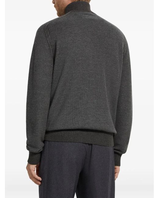 ZEGNA High-Neck Zip-Up Cardigan in Grey for Men | Lyst UK