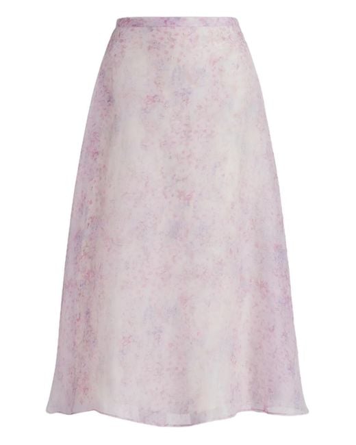 Alberta Ferretti Floral Midi Skirt in Pink | Lyst UK