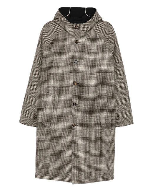 KIRED Hooded Houndstooth Coat in Grey for Men | Lyst UK