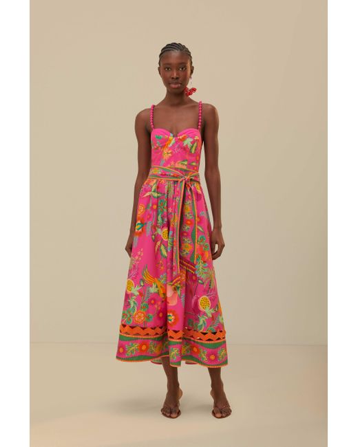 FARM Rio Delicate Fruit Garden Organic Cotton Midi Dress, Delicate ...