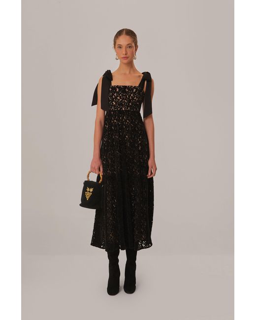 FARM Rio Velvet Lace Sleeveless Maxi Dress in Black | Lyst