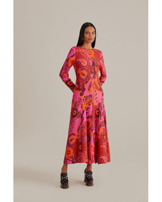 FARM Rio Bold Floral Long Sleeve Maxi Dress, Bold Floral in Red | Lyst
