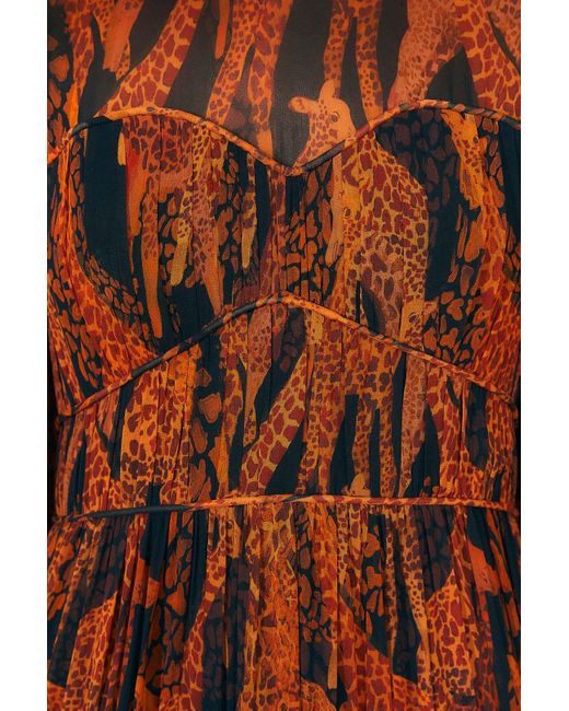 FARM Rio Black Giraffes Puff Sleeve Maxi Dress in Brown | Lyst