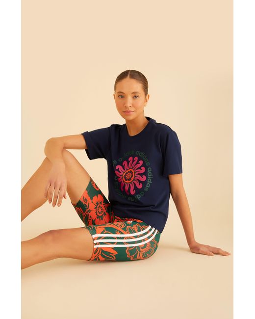Farm Rio Adidas Farm Bike Shorts In Blue Lyst