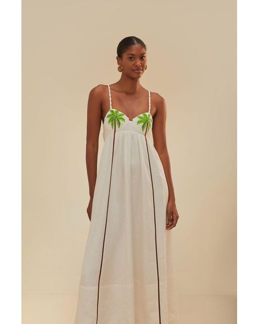 FARM Rio Coconut Tree Embroidered Maxi Dress in Natural | Lyst