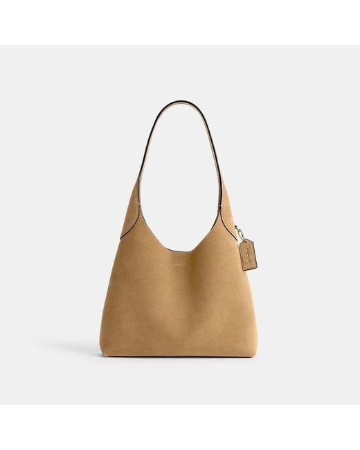 COACH Suede Brooklyn 28 Shoulder Bag in Natural | Lyst