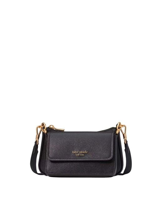 Kate Spade Double Up Saffiano Leather Shoulder Bag in White | Lyst
