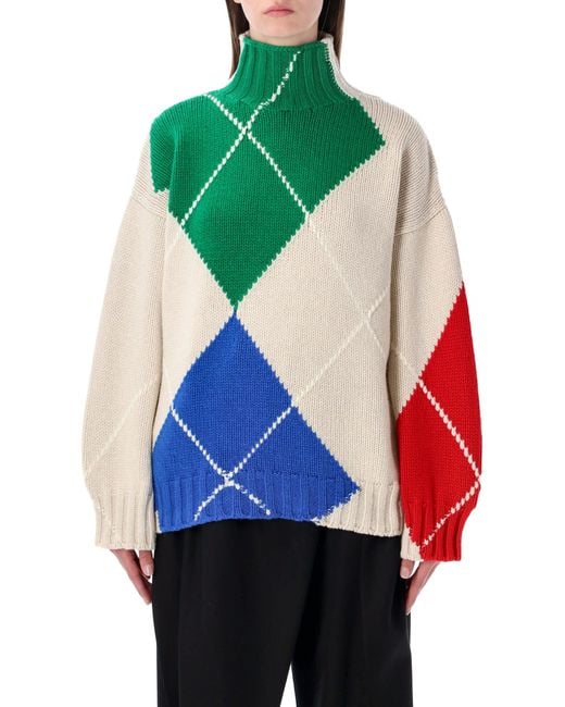 JW Anderson X Pringle Argyle Turtleneck Jumper in Green | Lyst UK
