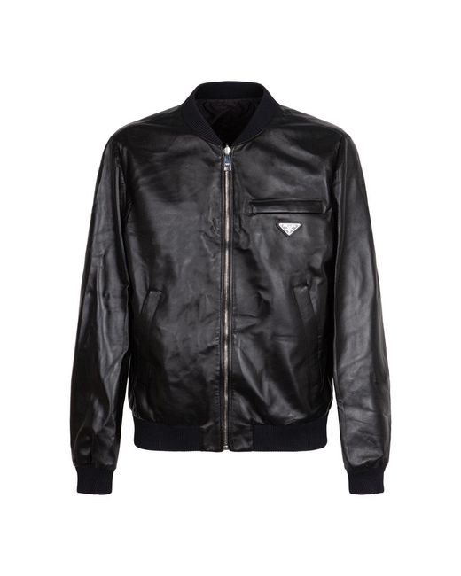 Prada Lamb Recycled Coat in Black for Men | Lyst UK