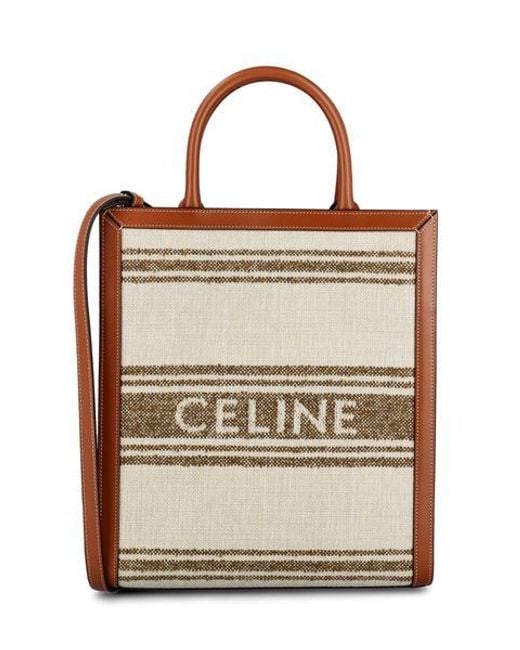 Celine Cabas Striped Raffia Tote Bag in Natural | Lyst