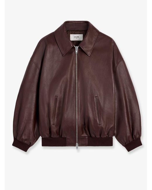 Celine Leather Jacket in Brown for Men | Lyst UK