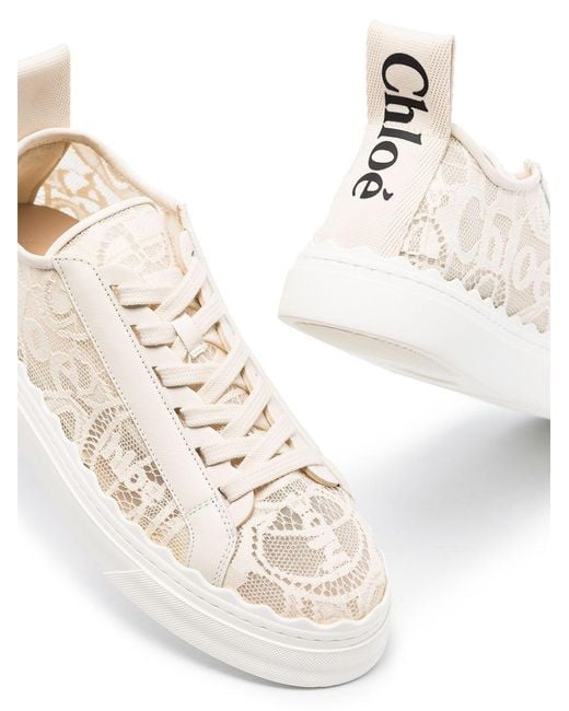 Chloé Lauren Sneakers With Lace Details in White | Lyst UK