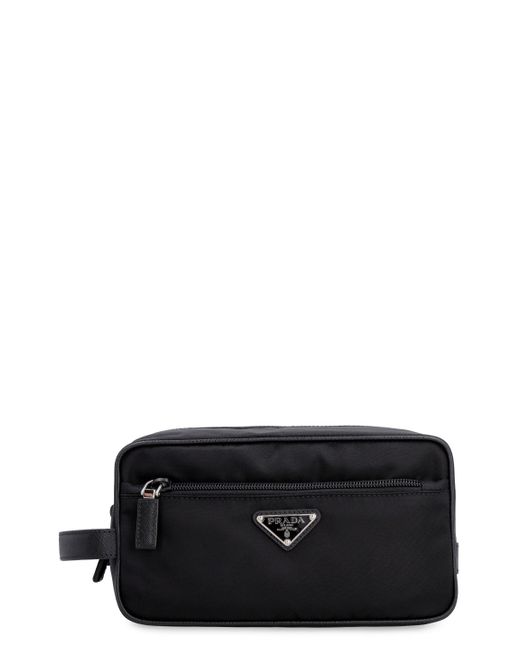 Prada Re-Nylon And Leather Pouch in Black for Men | Lyst