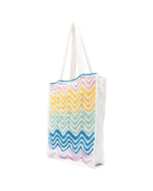 CASABLANCA Gradient Wave Crochet Tote Handbag in White | Lyst UK