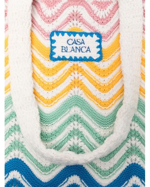 CASABLANCA Gradient Wave Crochet Tote Handbag in White | Lyst UK