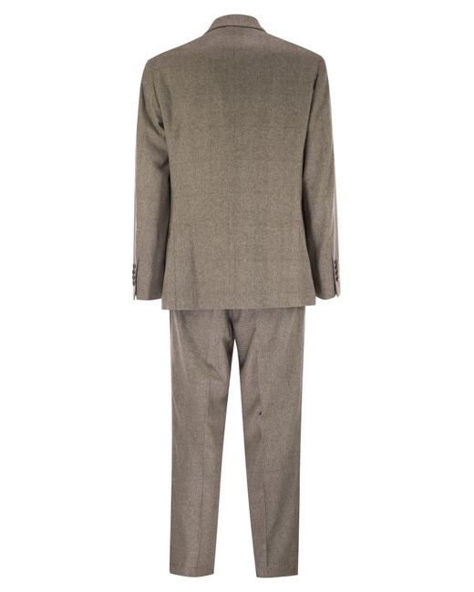 Brunello Cucinelli Prince Of Wales Flannel Suit in Natural for Men ...