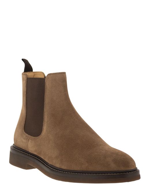 Brunello Cucinelli Chelsea Boot in Brown for Men | Lyst UK