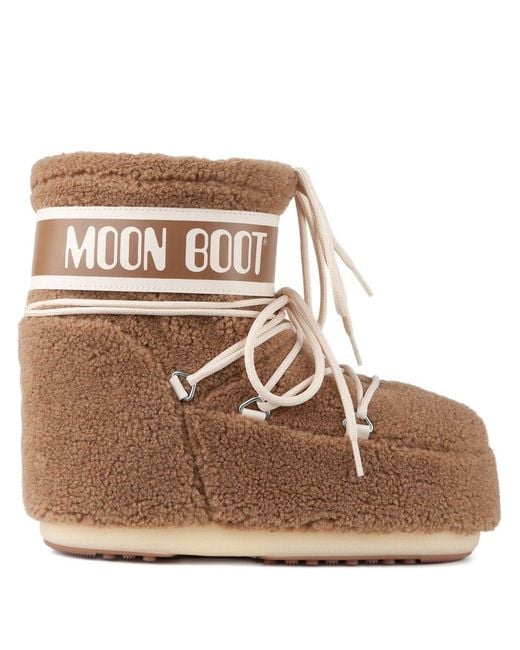 Moon Boot Icon Low Camel Fleece Boots in Brown | Lyst UK