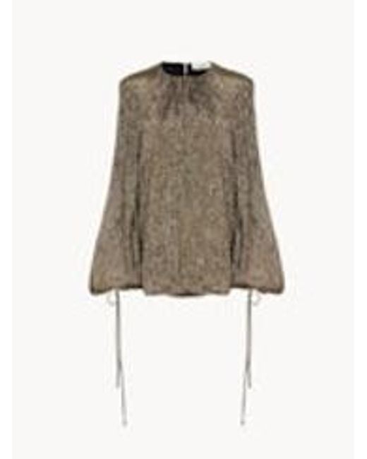 Chloé Silk Metallized Dresses in Natural | Lyst UK