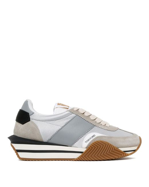 Tom Ford Cream Calf Leather in Gray for Men | Lyst