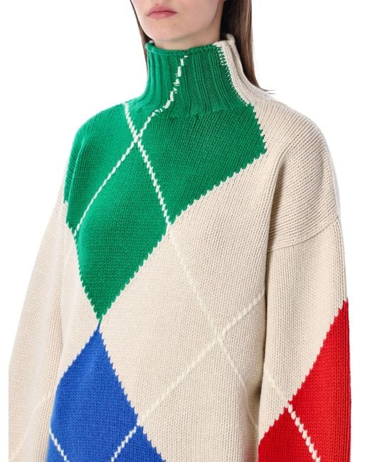 JW Anderson X Pringle Argyle Turtleneck Jumper in Green | Lyst UK