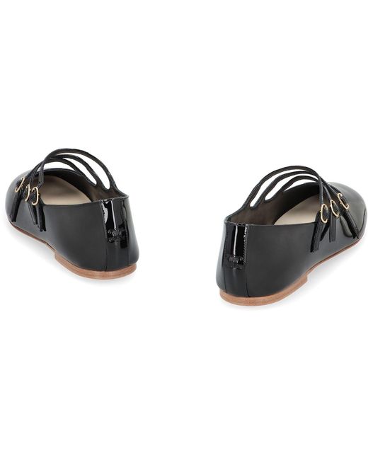 Celine Les Ballerines Leather Ballet Flats in Black | Lyst UK