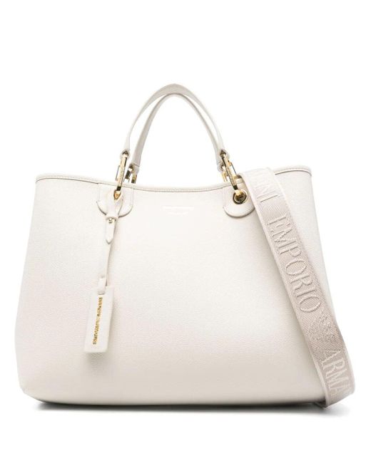 Emporio Armani Polyurethane Shopping Bag in Natural | Lyst