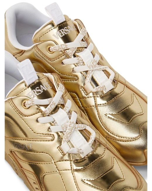 Versace Galaxia Metallic Sneakers in Brown | Lyst UK