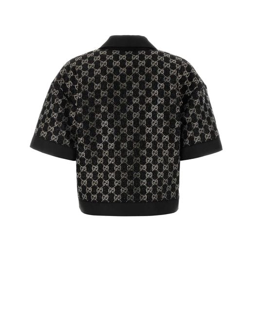 Gucci Boucle Polo Shirt in Black | Lyst UK
