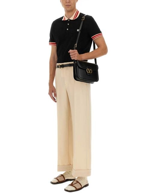 Valentino Cotton Pique Polo Shirt With "Vlogo" Patch in Black for Men ...