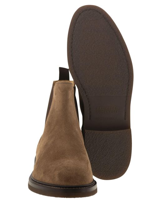 Brunello Cucinelli Chelsea Boot in Brown for Men | Lyst UK