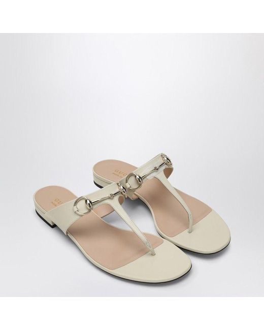 Gucci Flip-Flops With Ivory Leather Clamp Sandal in White | Lyst
