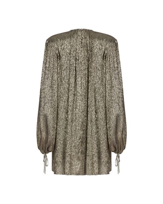 Chloé Silk Metallized Dresses in Natural | Lyst UK