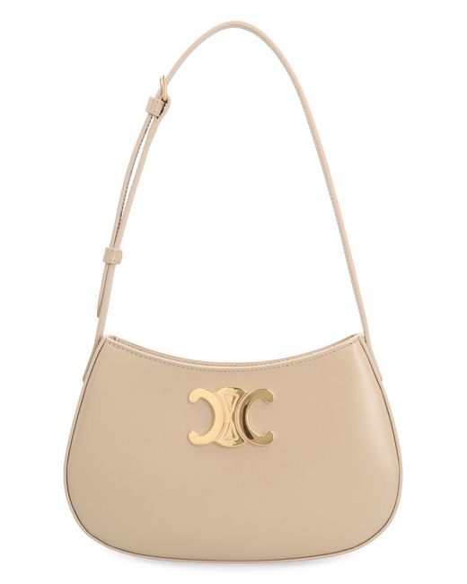 Celine Tilly Media Leather Crossbody Bag in Natural | Lyst