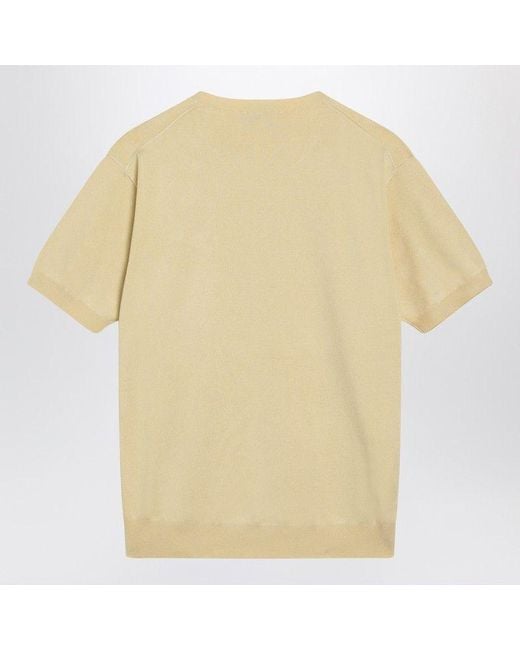 Prada Creamcolored Silkblend Sweater With Logo in Natural | Lyst UK