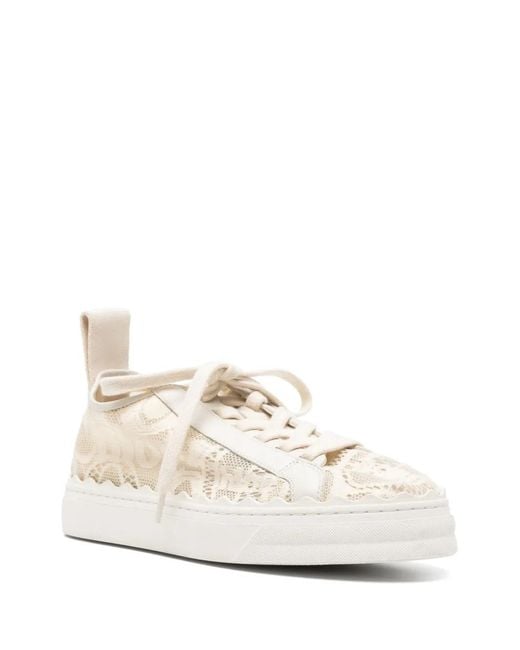 Chloé Lauren Sneakers With Lace Details in White | Lyst UK