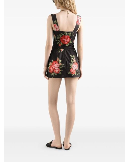 Dolce & Gabbana Rose Bouquet-Print Dress in Red | Lyst UK