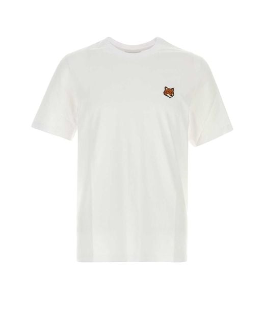 Maison Kitsuné Fox Head Regular Tee-Shirt in White for Men | Lyst