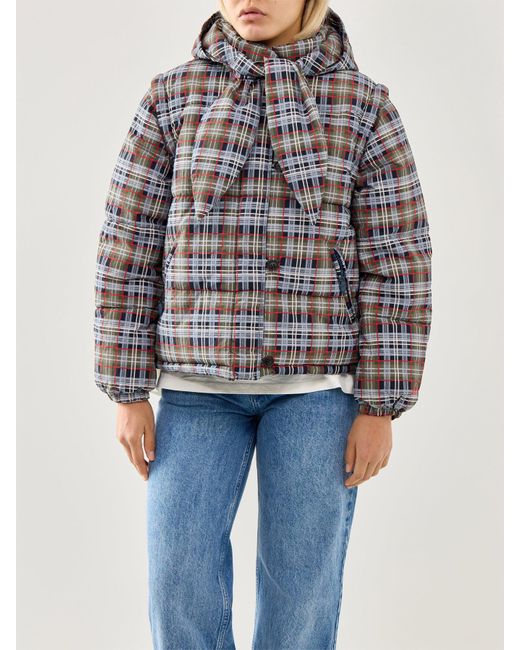 Damson Madder Pearl Puffer Check in Grey | Lyst UK