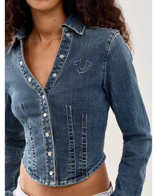 TRUE RELIGION Denim Shirt in Blue | Lyst UK